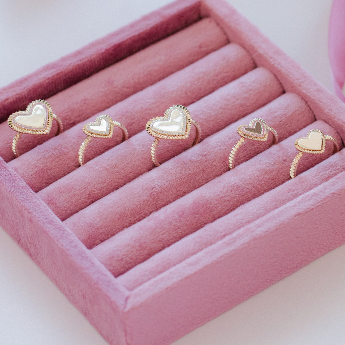 Large Fluted Pave Outline Heart Ring – Alev Jewelry