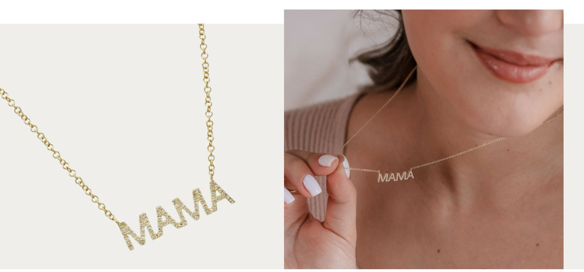 MAMA Diamond Necklace for Mom's: Perfect Mother's Day Gift – Alev Jewelry