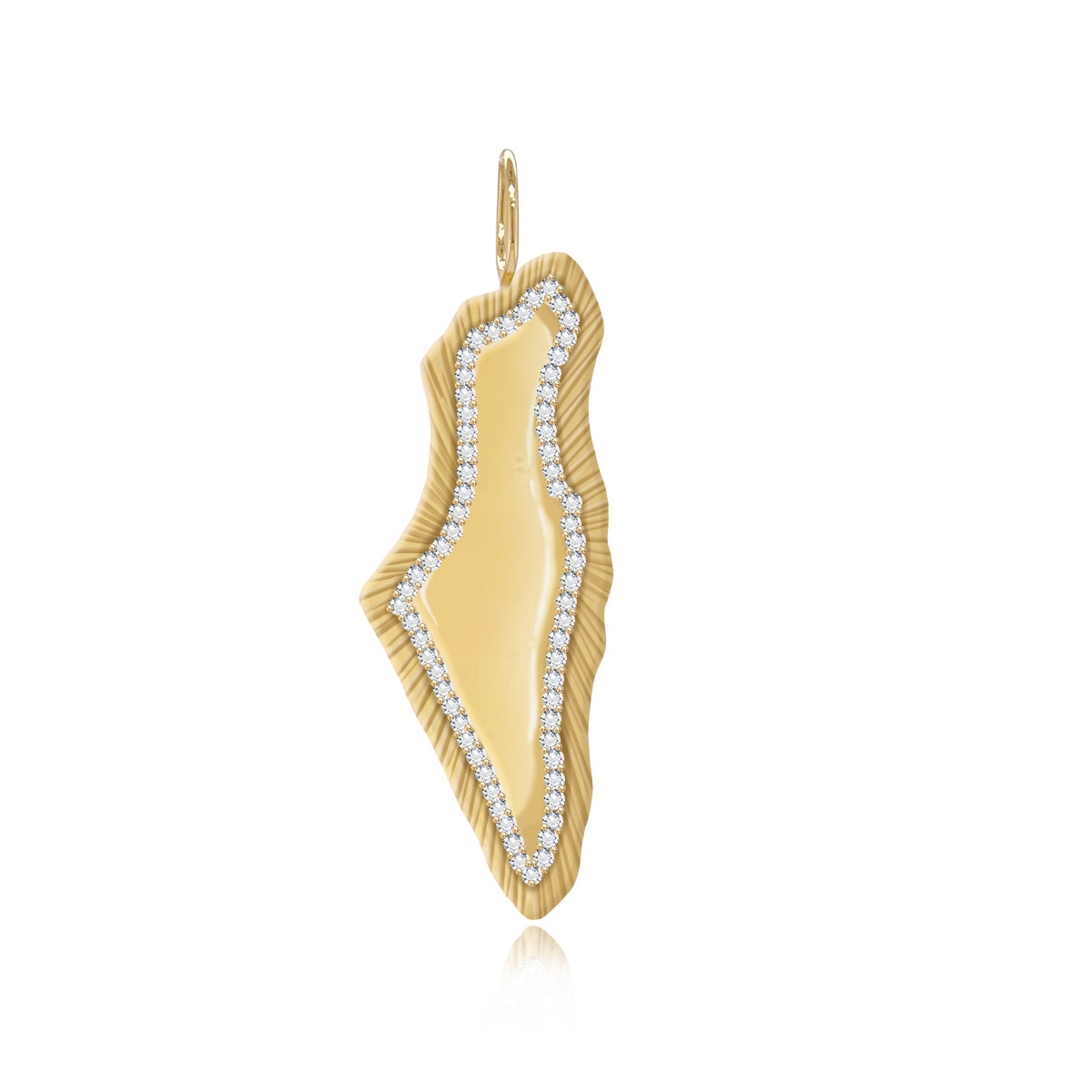 Fluted Pave Outline Map of Israel – Alev Jewelry