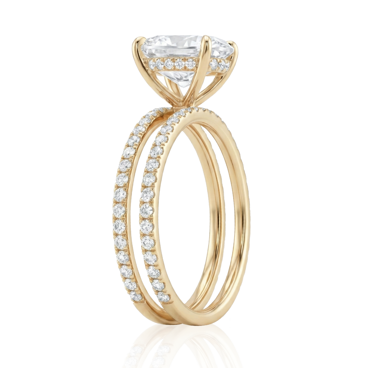 Double Pave Band Lab Engagement Ring – Alev Jewelry