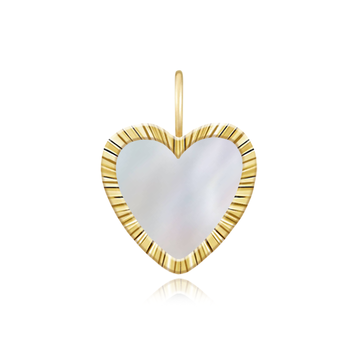 Large Fluted Outline Stone Heart Charm – Alev Jewelry