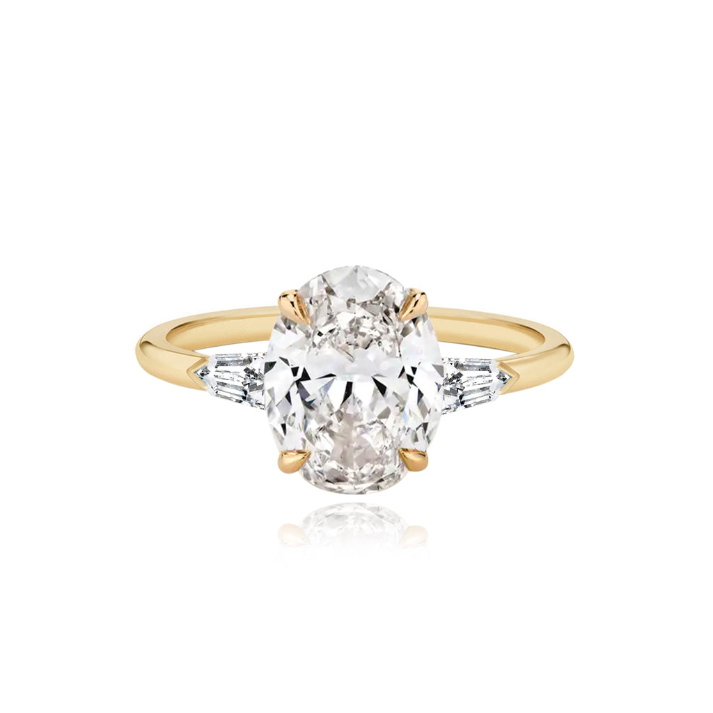 Diamond Gold Bullet Side Stones Engagement Ring – Alev Jewelry