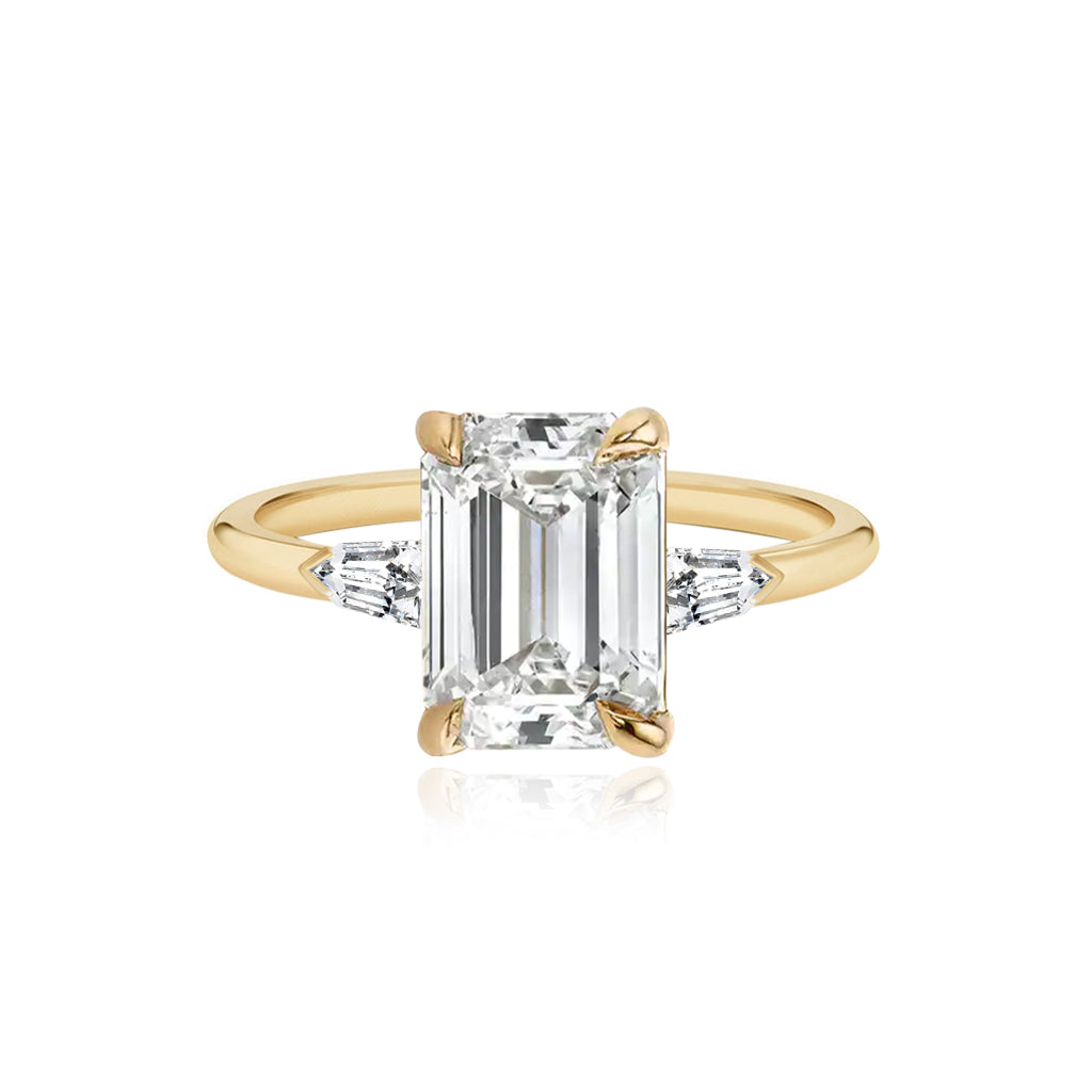Diamond Gold Bullet Side Stones Engagement Ring – Alev Jewelry