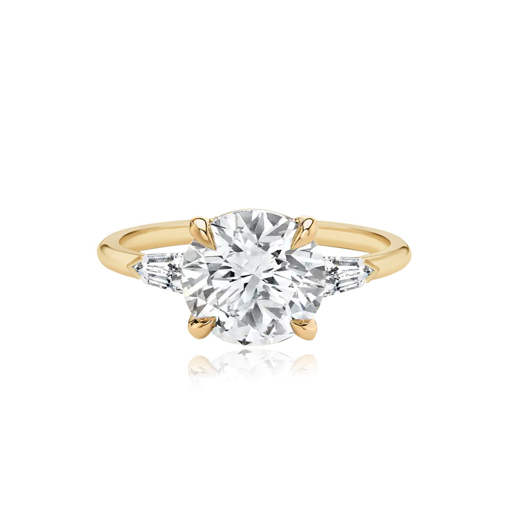 Diamond Gold Bullet Side Stones Engagement Ring – Alev Jewelry