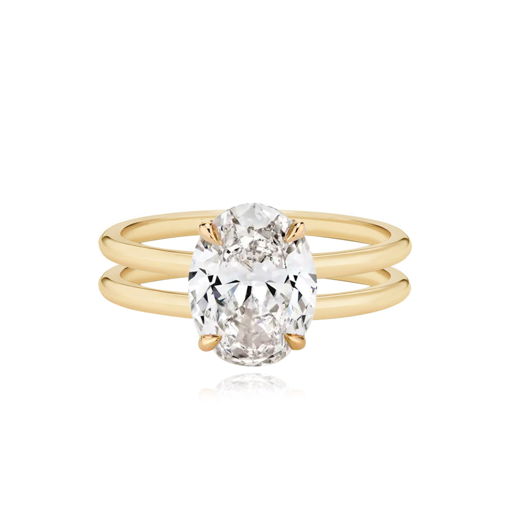 Diamond Double Gold Band Engagement Ring – Alev Jewelry