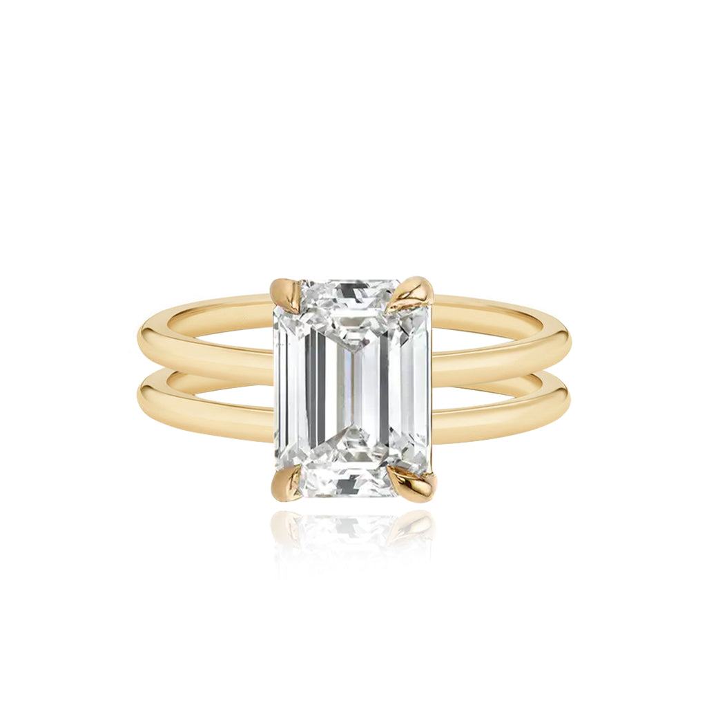 Diamond Double Gold Band Engagement Ring – Alev Jewelry