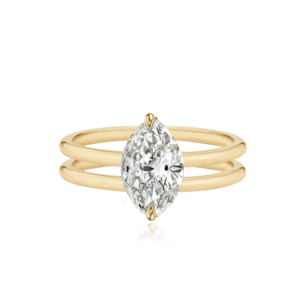 Double Gold Band Lab Engagement Ring – Alev Jewelry