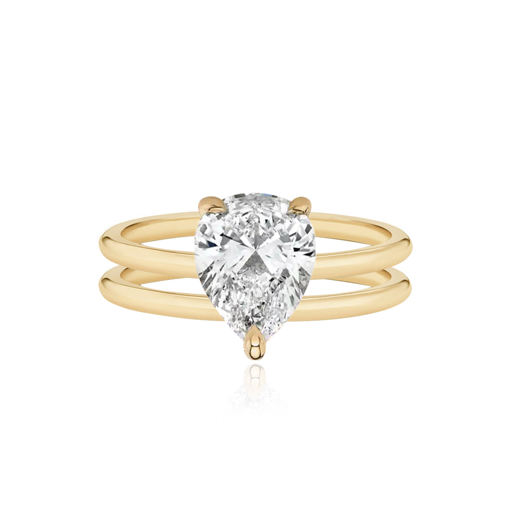 Diamond Double Gold Band Engagement Ring – Alev Jewelry