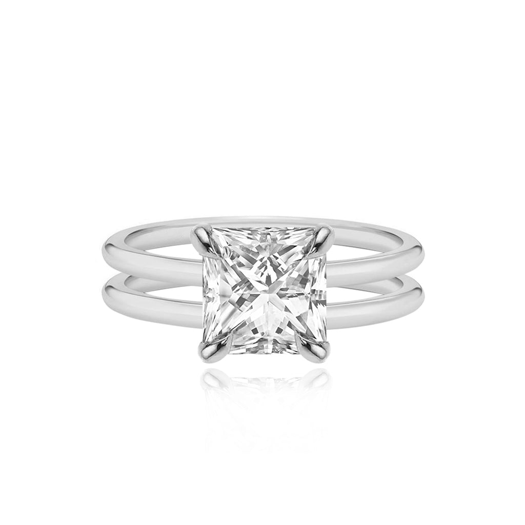 Double Gold Band Lab Engagement Ring – Alev Jewelry