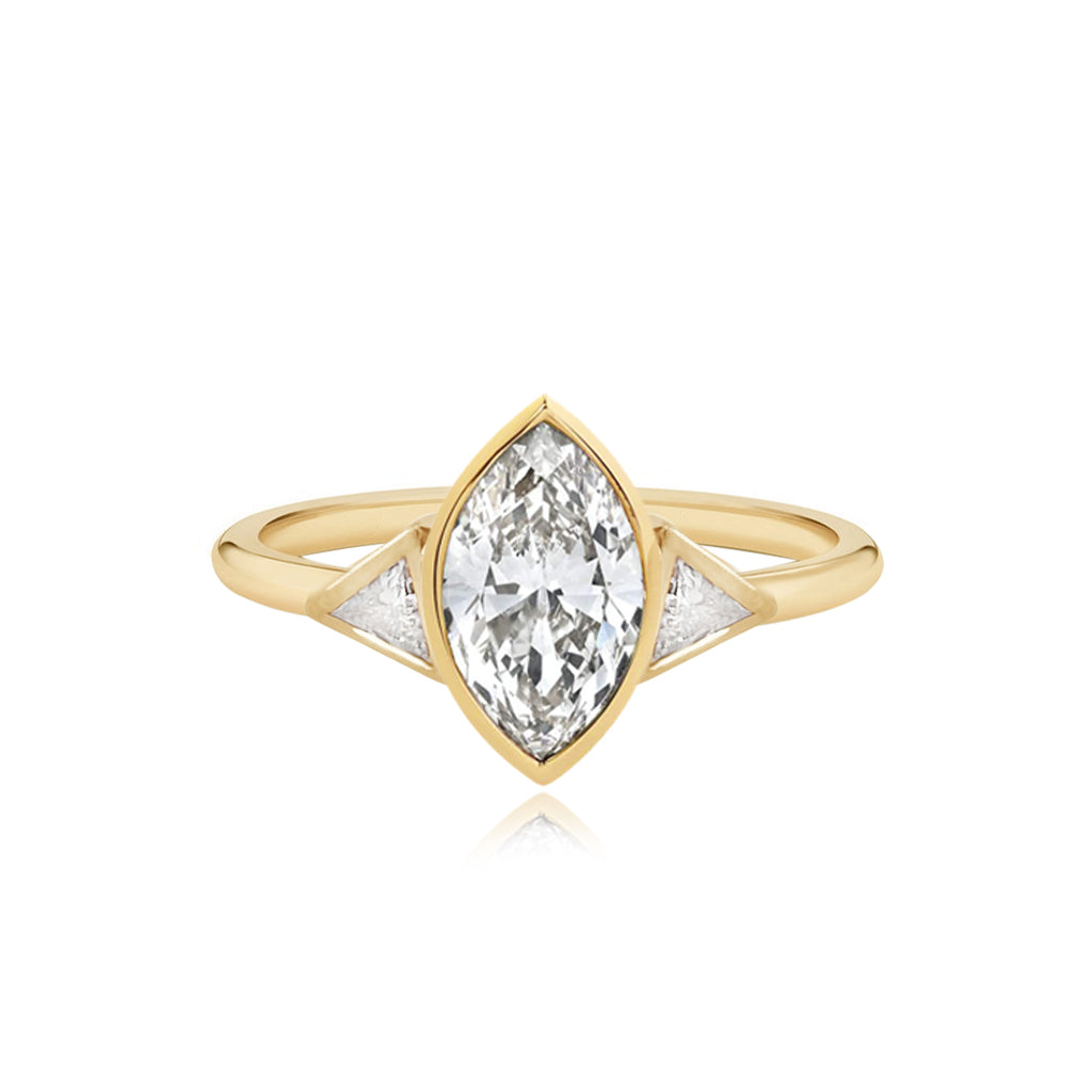 Bezel Diamond Trillion Side Stones Engagement Ring – Alev Jewelry