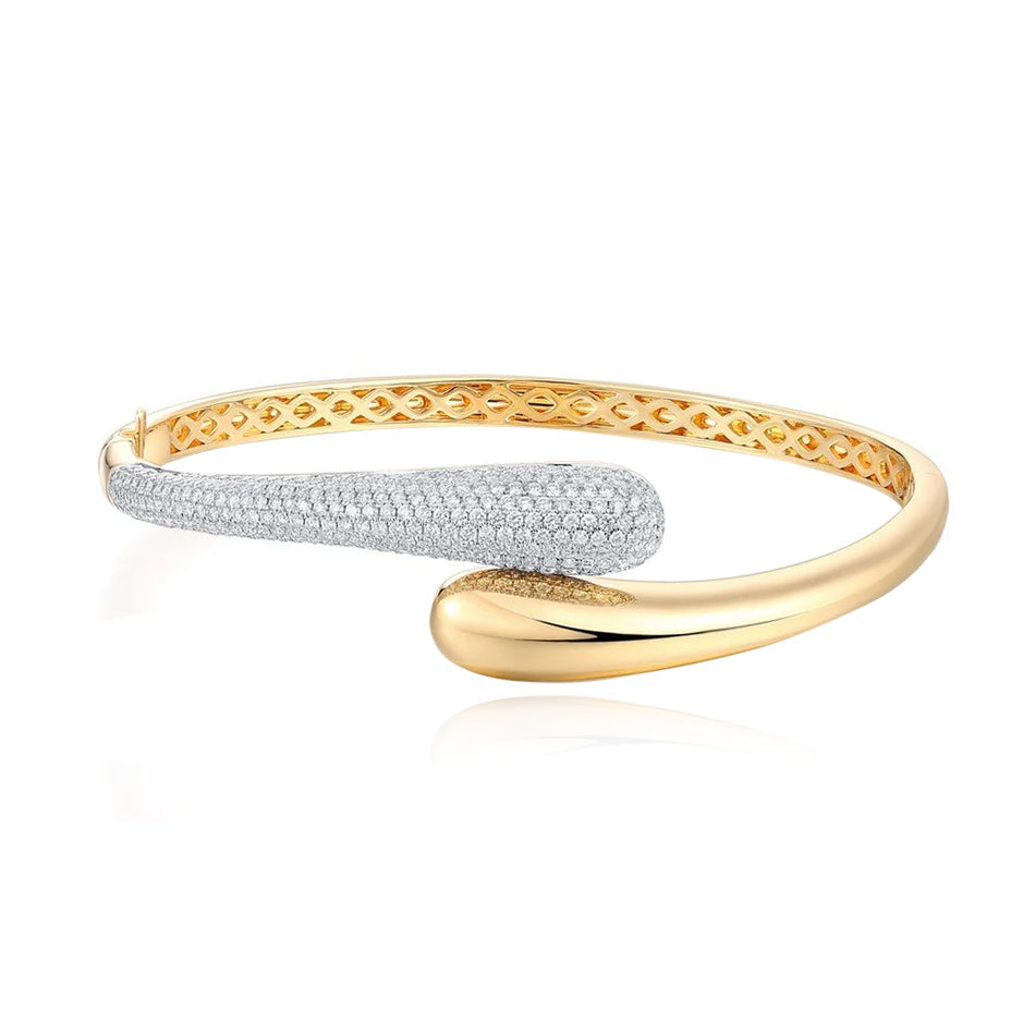 Half Pave Gold Drop Bangle – Alev Jewelry