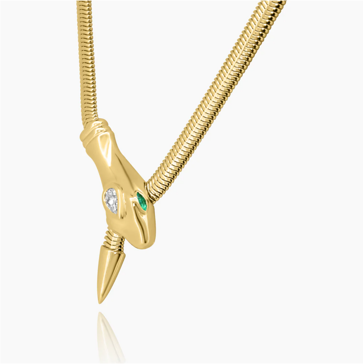 Solitaire Pear Diamond Eyes Snake Necklace – Alev Jewelry
