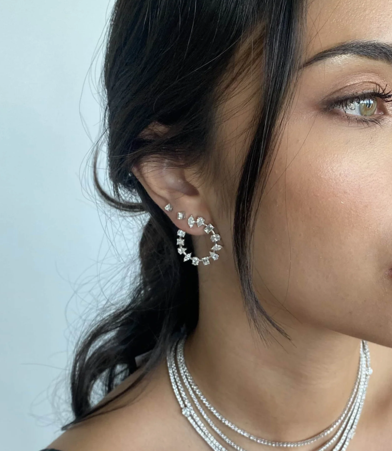 Medium Multi Shape Diamond Round Swirl Earrings – Alev Jewelry