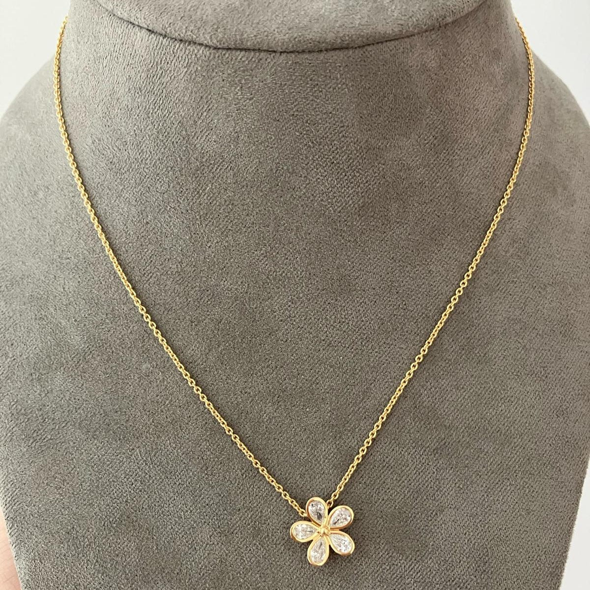 Pear Bezel Flower Chain Necklace – Alev Jewelry
