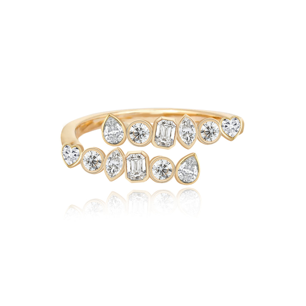 Two Row Swirl Multi Shape Diamond Ring – Alev Jewelry