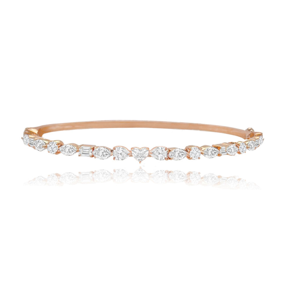 Horizontal Multi Shape Diamond Bangle – Alev Jewelry