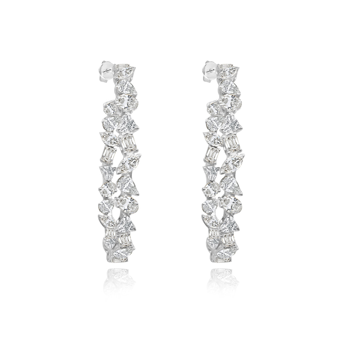Oval Multi Shape Diamond Hoops – Alev Jewelry