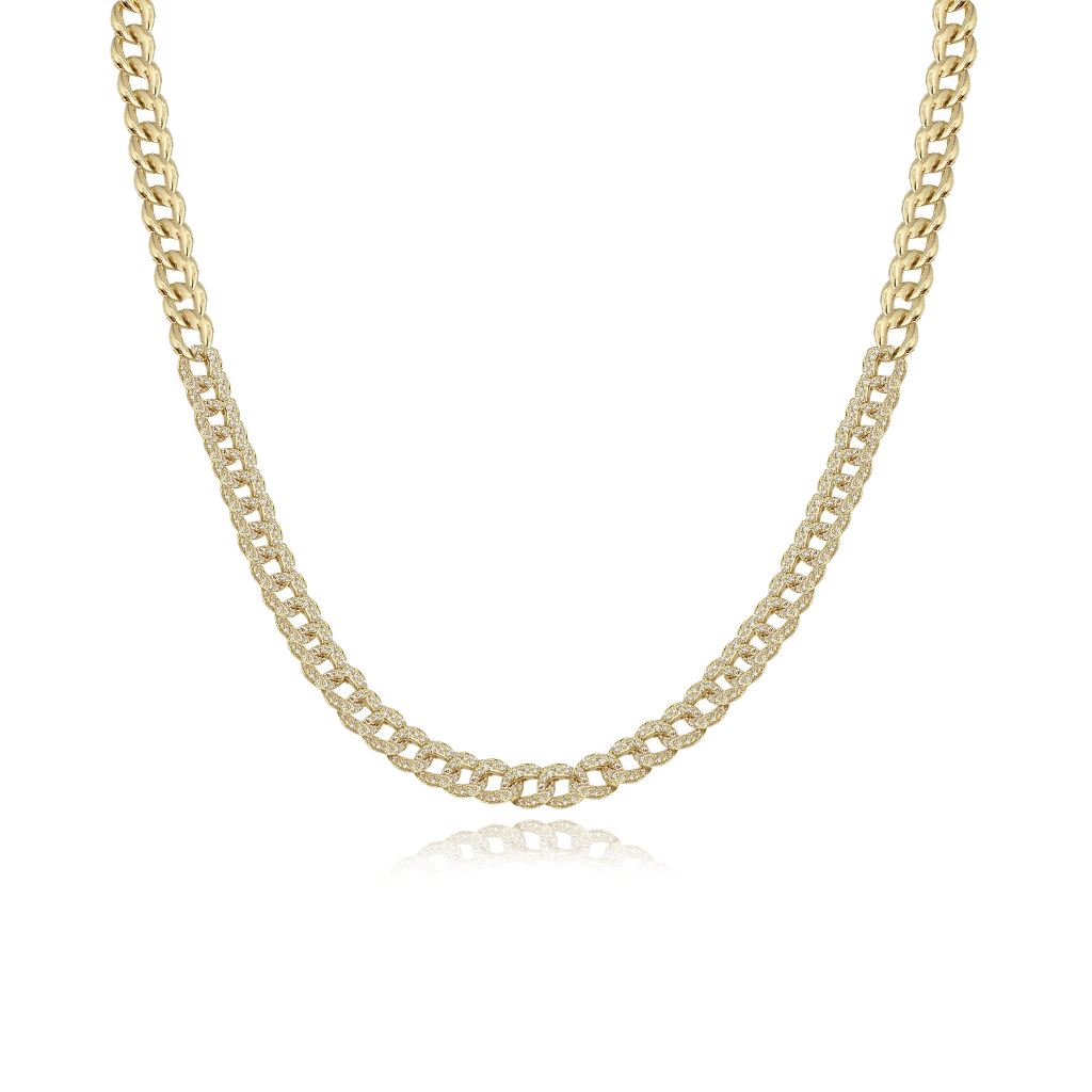 Small Diamond Cuban Link Chain Necklace – Alev Jewelry